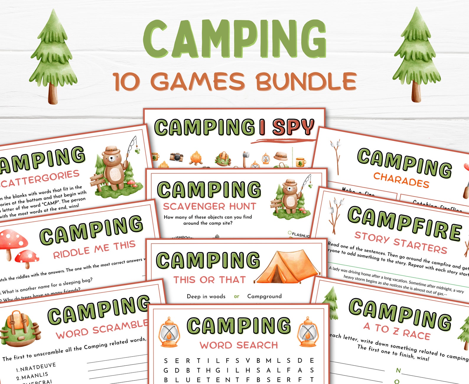 Camping Games Printable Bundle Printable Camping Game for - Etsy