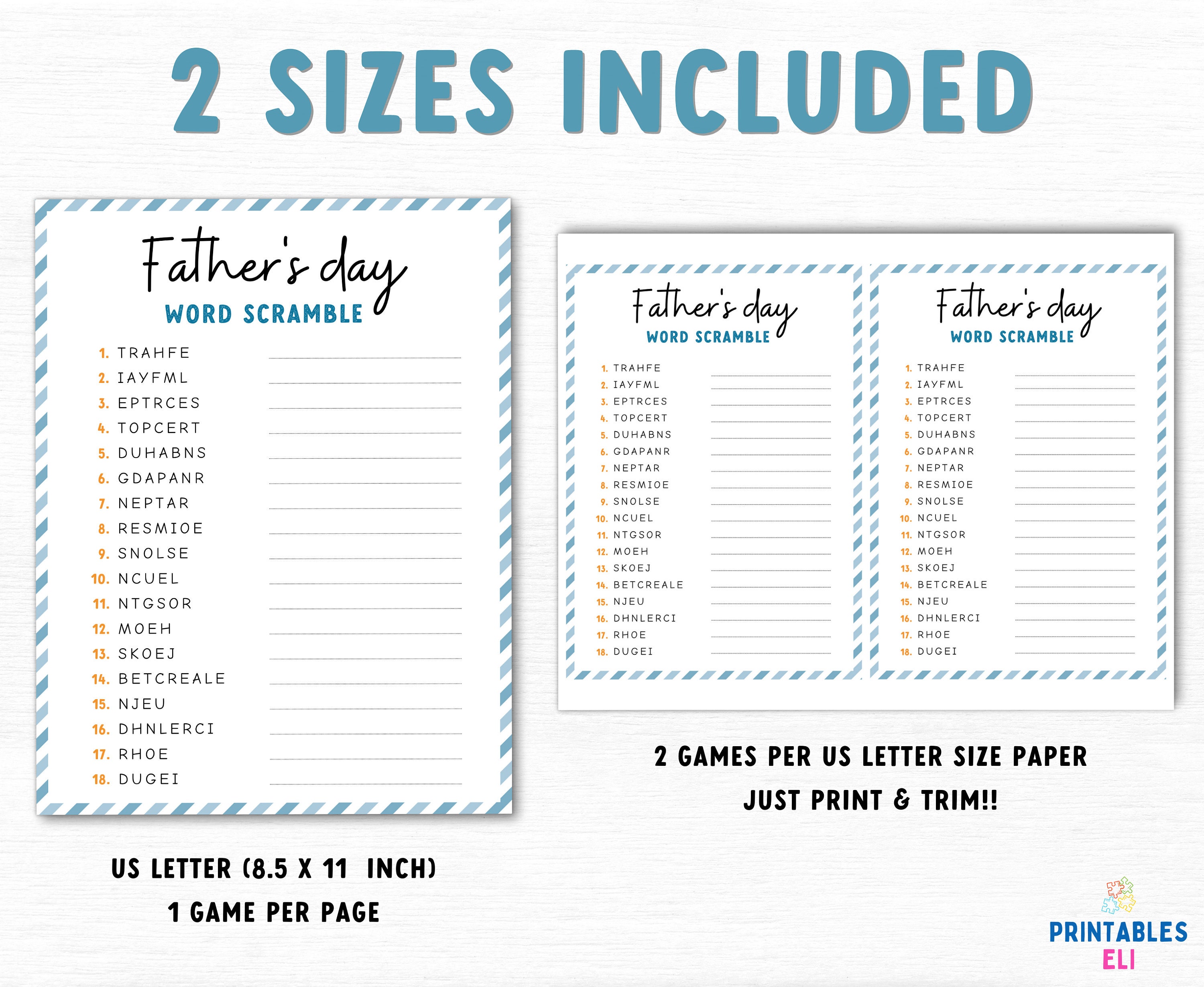 Father's Day Word Scramble Game, Printable Father's Day Game, Classroom ...