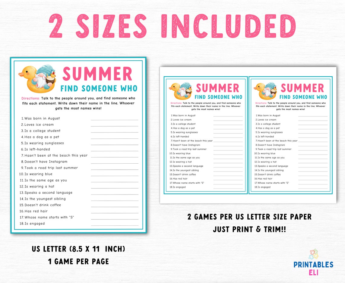 Summer Game Bundle, Printable Summer Game for Kids and Adults ...