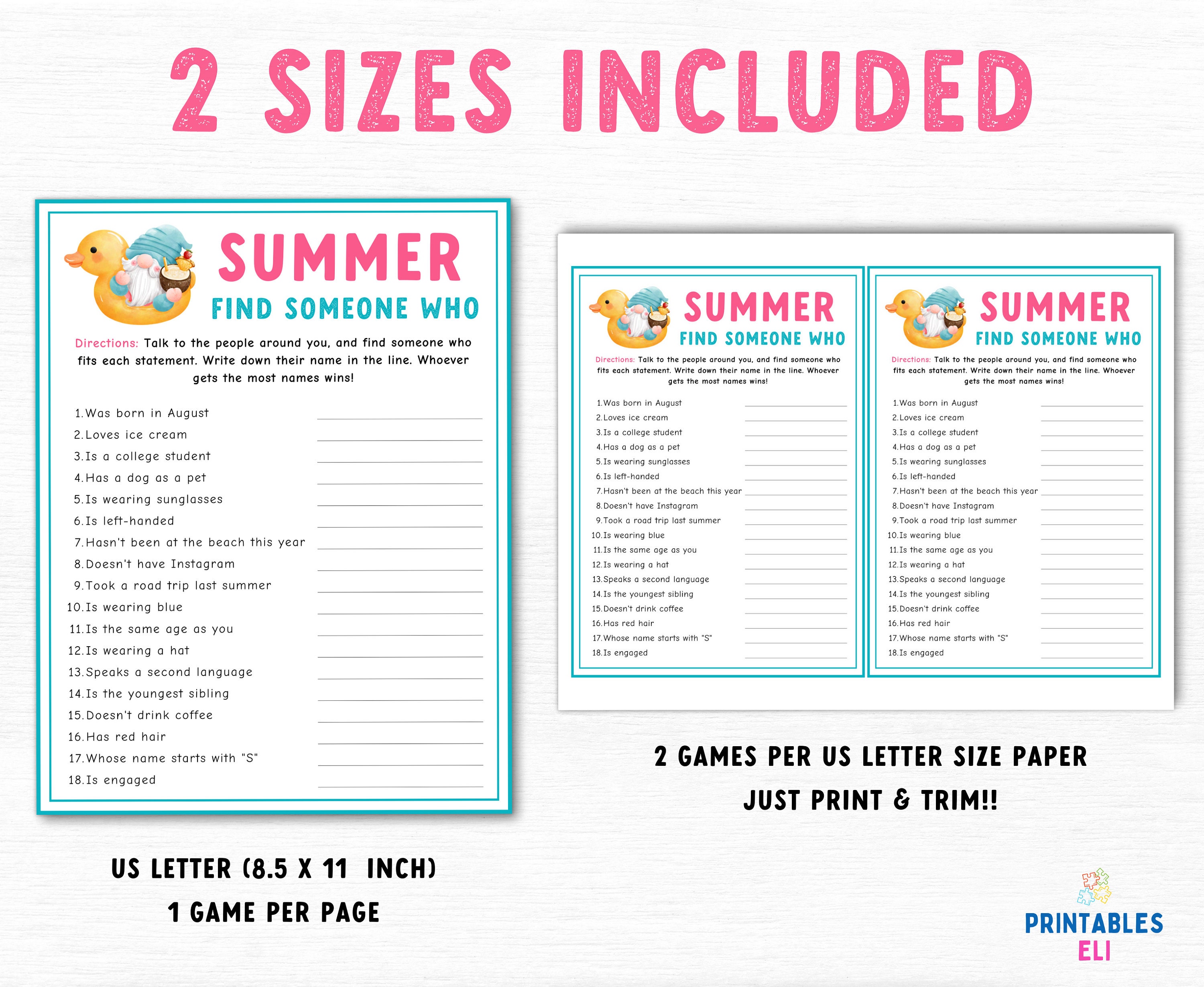 Summer Game Bundle, Printable Summer Game for Kids and Adults ...