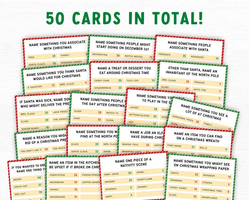 Christmas Friendly Feud Game , Christmas Party Game Printable, Family ...