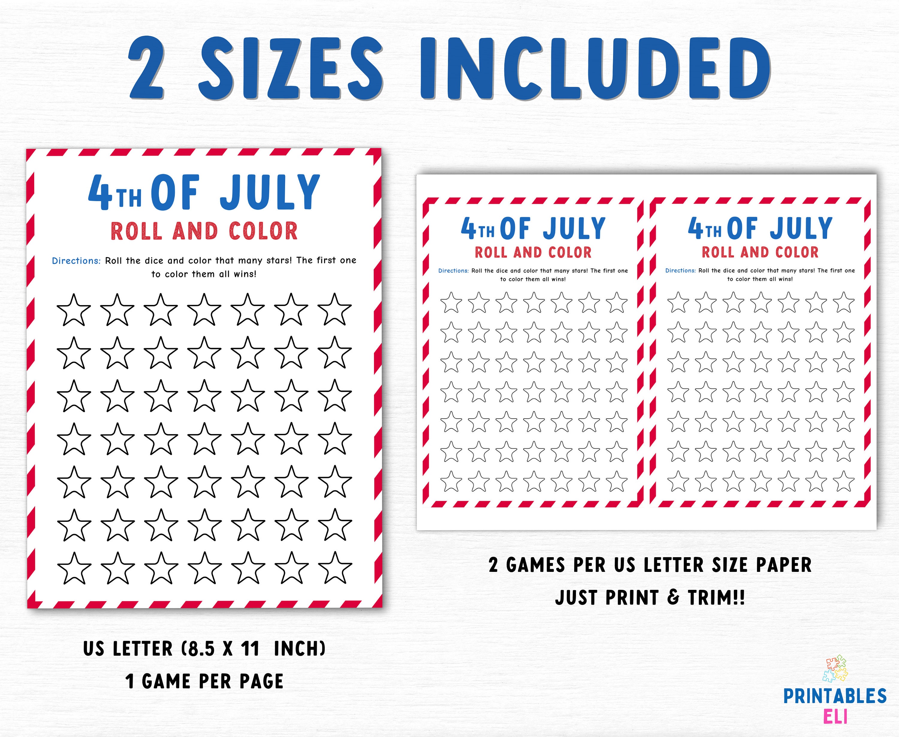 Roll and Color Fourth of July Printable Game, 4th of July Game for Kids ...