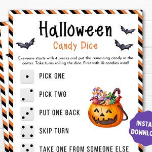 Halloween Candy Dice Game Printable Printable Games for Kids - Etsy