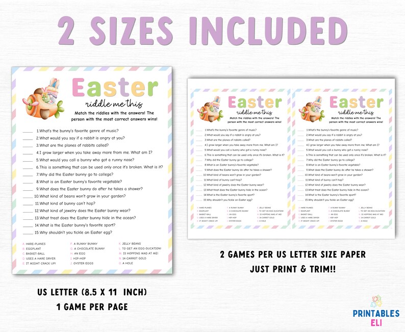 Easter Riddle Me This Game, Printable Easter Game for Adults, Easter ...