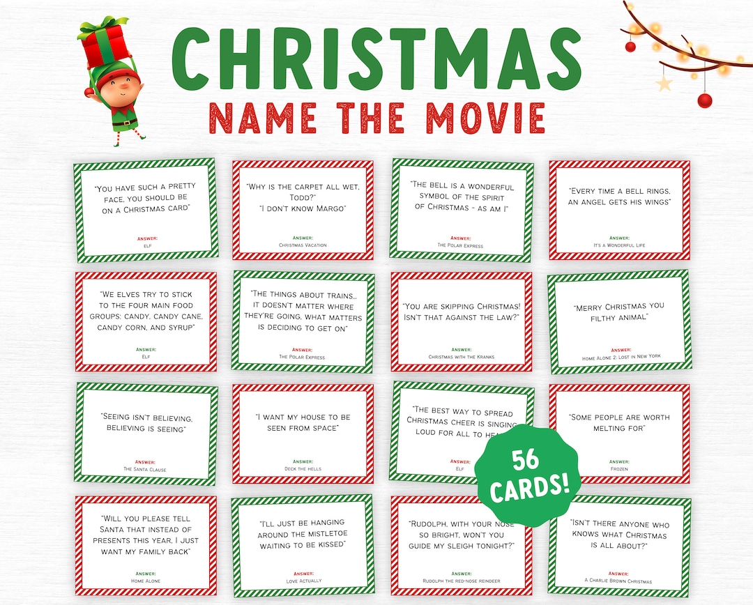 Christmas Name the Movie Game, Christmas Movie Trivia Game, Printable ...