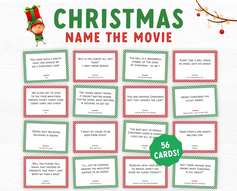 Christmas Name the Movie Game, Christmas Movie Trivia Game, Printable ...