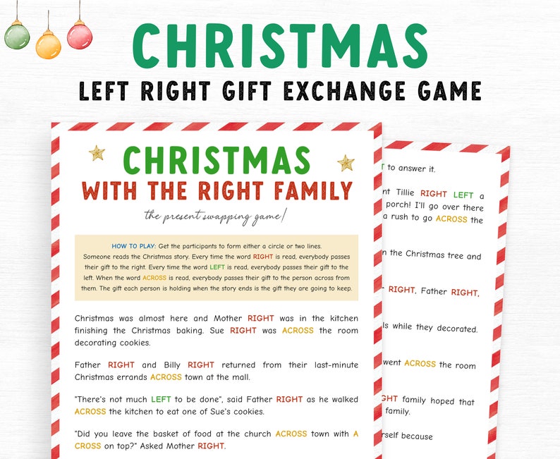 Left Right Game, Gift Exchange Game, Christmas Party Game Printable ...