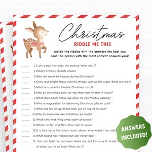 Christmas Riddle Me This Printable Game, Family Christmas Game ...