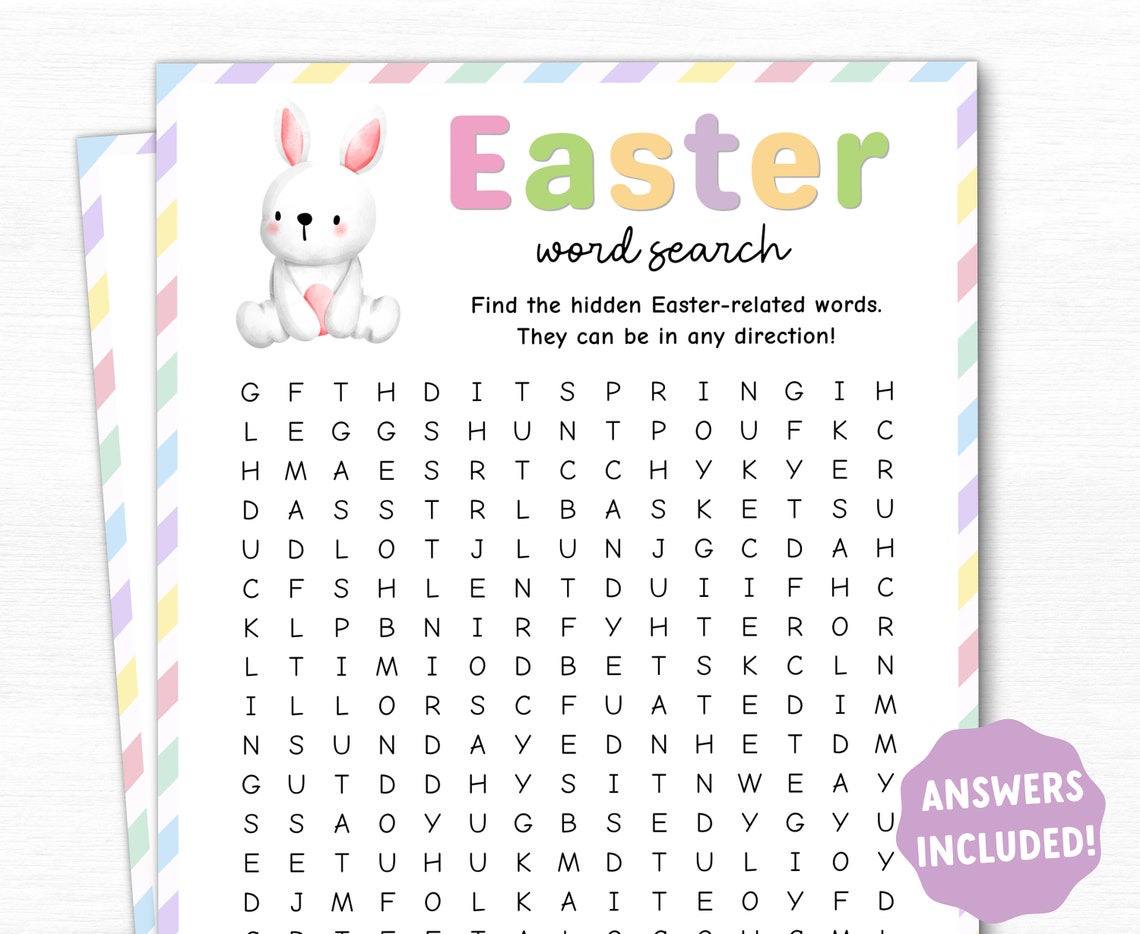 Easter Word Search Game, Printable Easter Party Game, Classroom ...