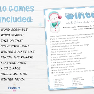 10 Winter Games Bundle Printable, Printable Winter Game for Kids and ...