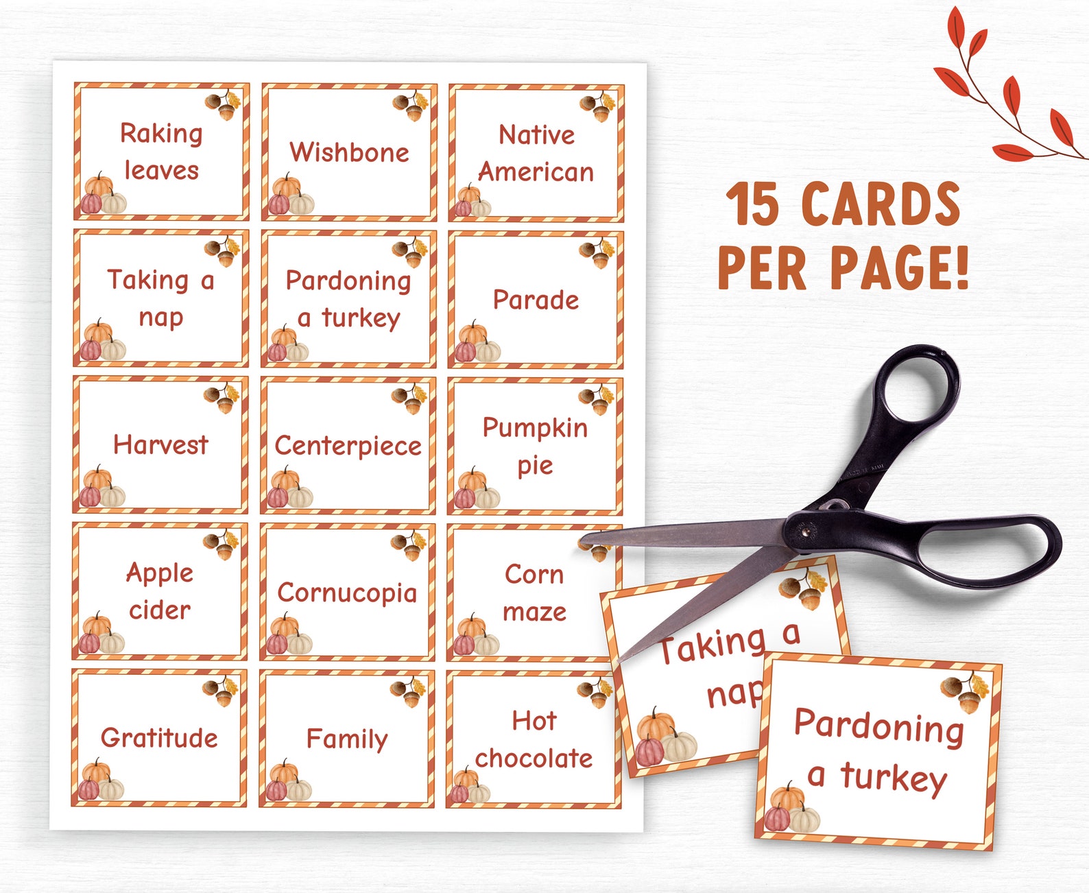 Thanksgiving Charades Printable Game, Charades Cards, Thanksgiving ...