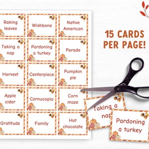 Thanksgiving Charades Printable Game, Charades Cards, Thanksgiving ...