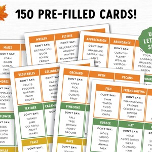 Thanksgiving Taboo Game Cards, Party Game, Printable Thanksgiving ...