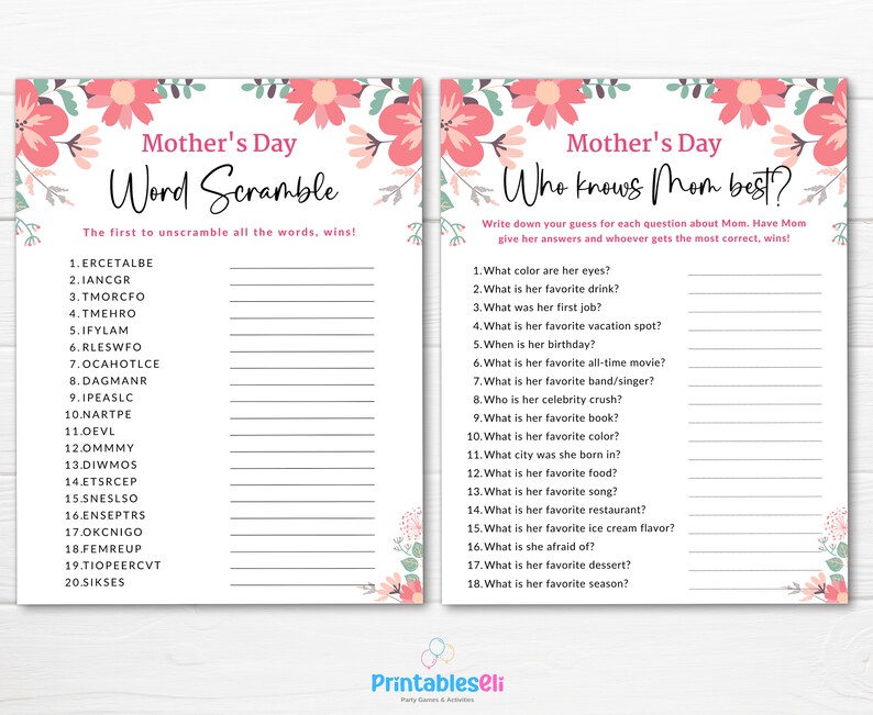 Printable Mother's Day Game Bundle Printable Mothers Day - Etsy