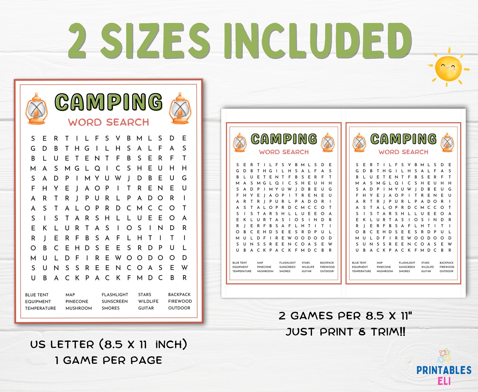 Camping Word Search Printable Game Printable Camping Game for - Etsy