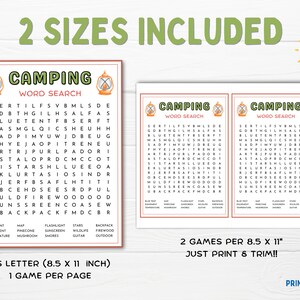 Camping Word Search Printable Game Printable Camping Game for - Etsy