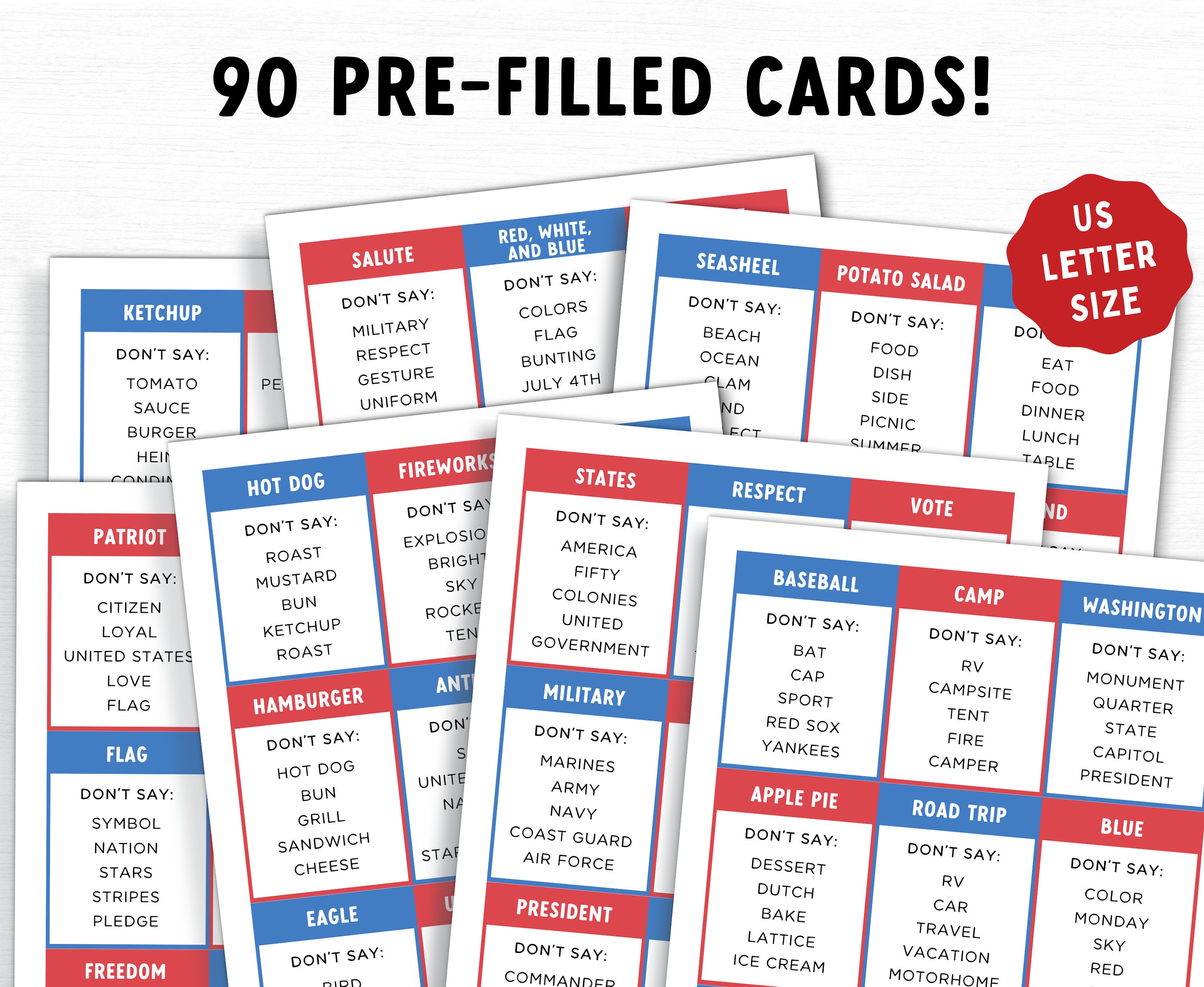 Fourth of July Taboo Game, Printable Patriotic Party Game, Family Game ...