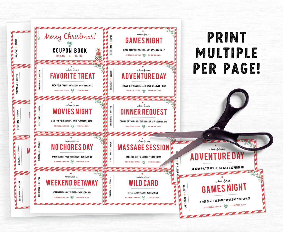 Printable Christmas Coupon Book, Editable Christmas Coupons Gift ...