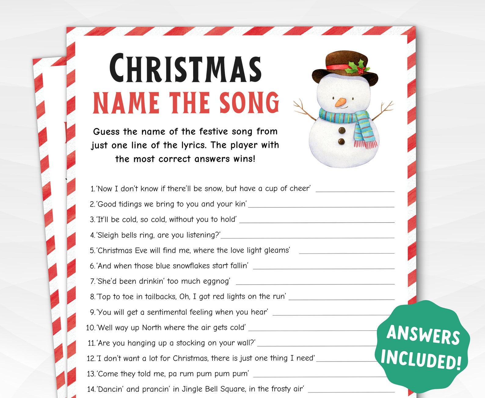 Christmas Name the Song Game Christmas Game Christmas Party - Etsy