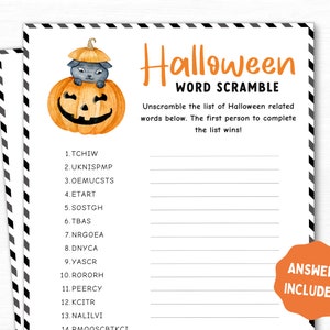 Halloween Word Scramble Printable Game, Halloween Party Games Printable ...