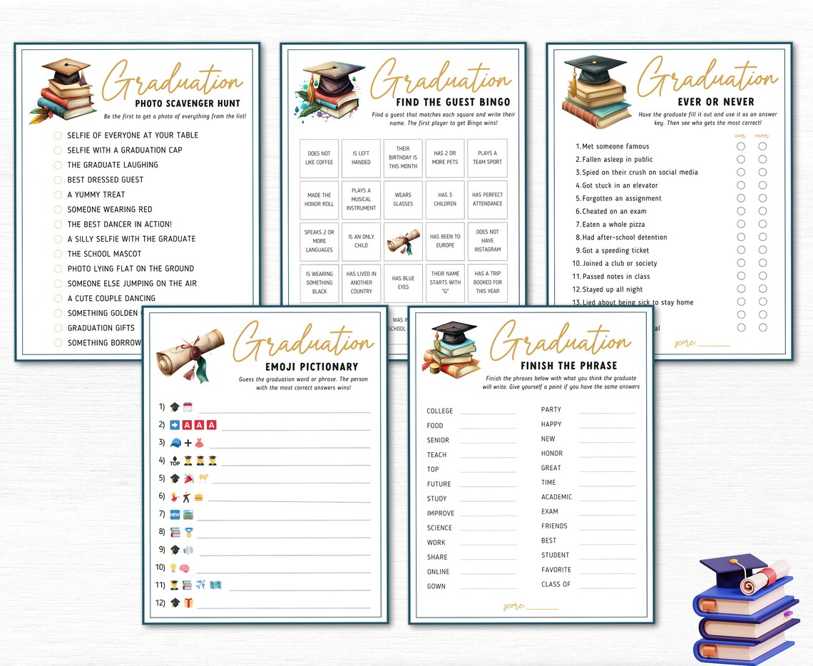 15 Graduation Day Games Printable Bundle, Wishes for the Graduate ...