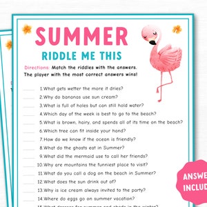 Summer Riddle Me This Printable Game, Family Summer Game Printable ...