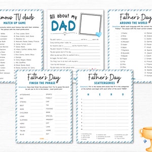 15 Printable Fathers Day Game Bundle, Fathers Day Games for Kids and ...