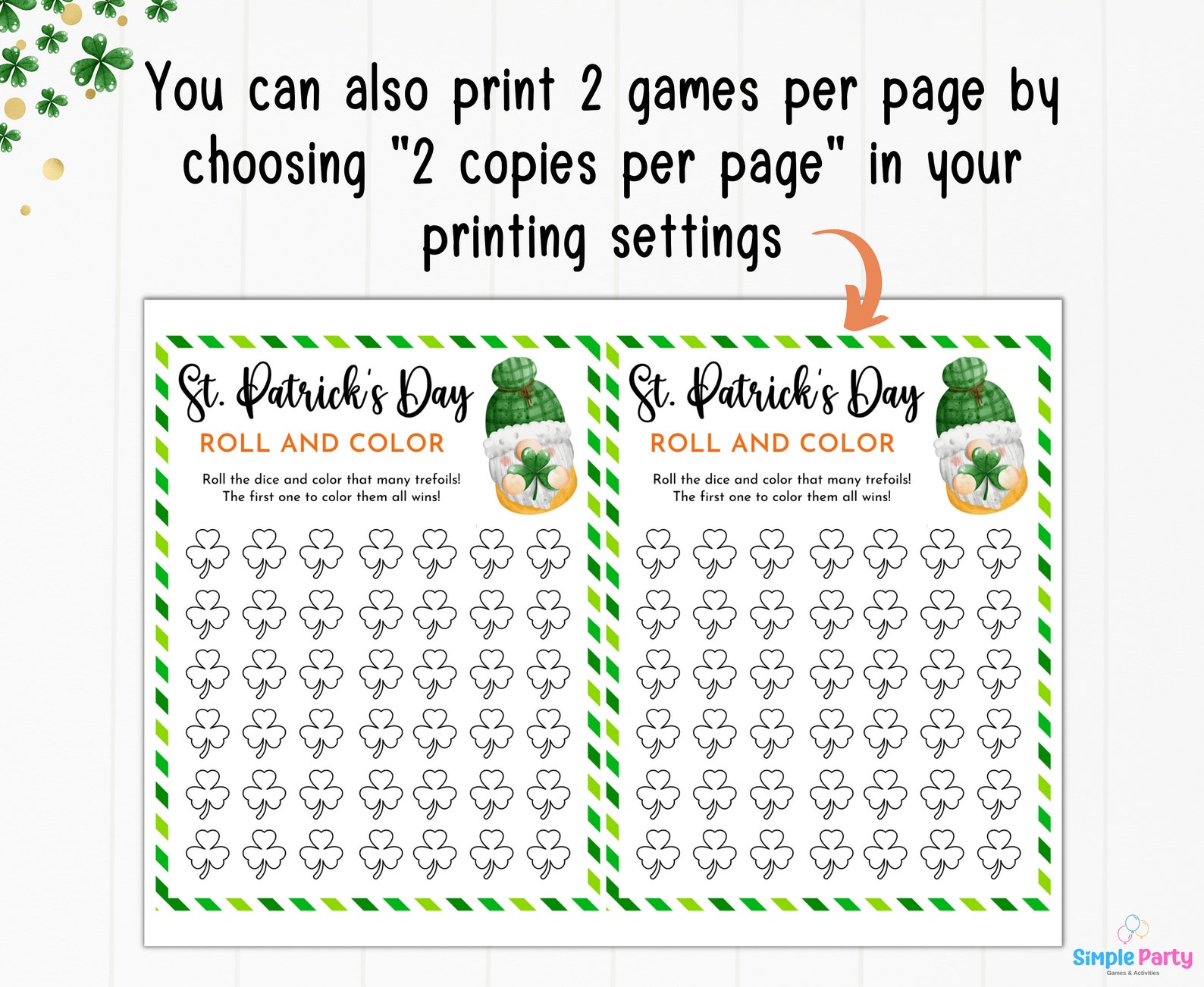 Roll and Color St. Patrick's Day Printable Game - Etsy
