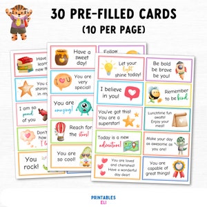 Lunch Box Notes for Kids, Positive Affirmations for Kids, Lunchbox ...