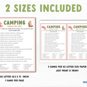 Camping Riddle Me This Printable Game, Family Camping Game Printable ...