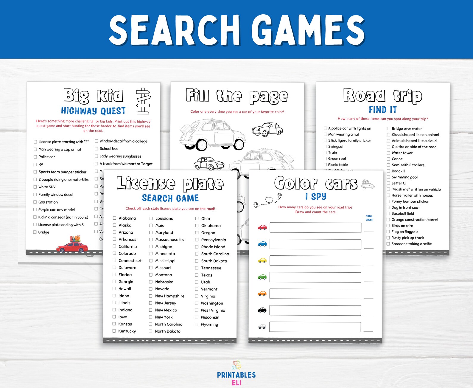 Road Trip Games Bundle, Printable Road Trip Activity Pack, Family Games ...