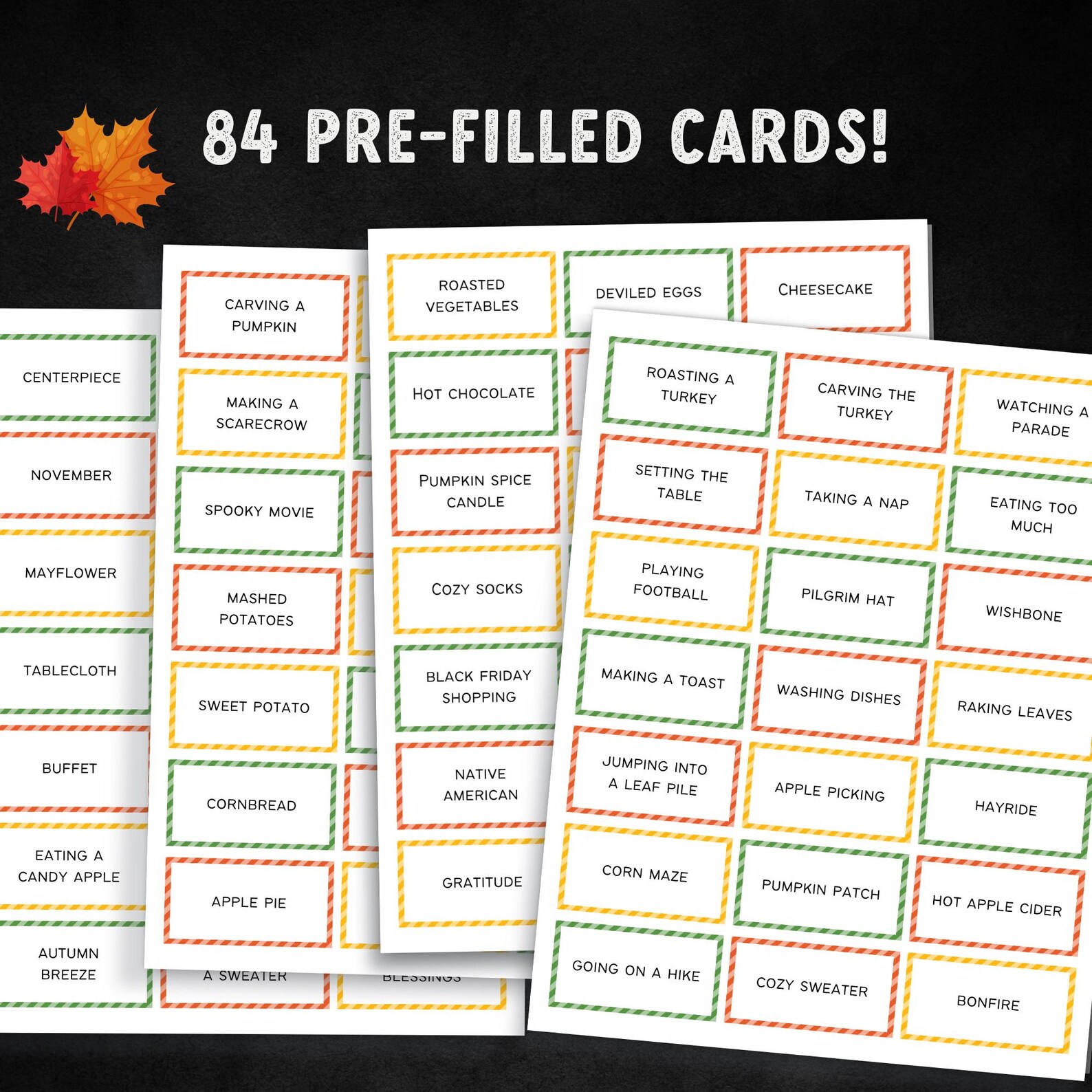 Thanksgiving Charades Printable Game, Charades Cards, Thanksgiving ...