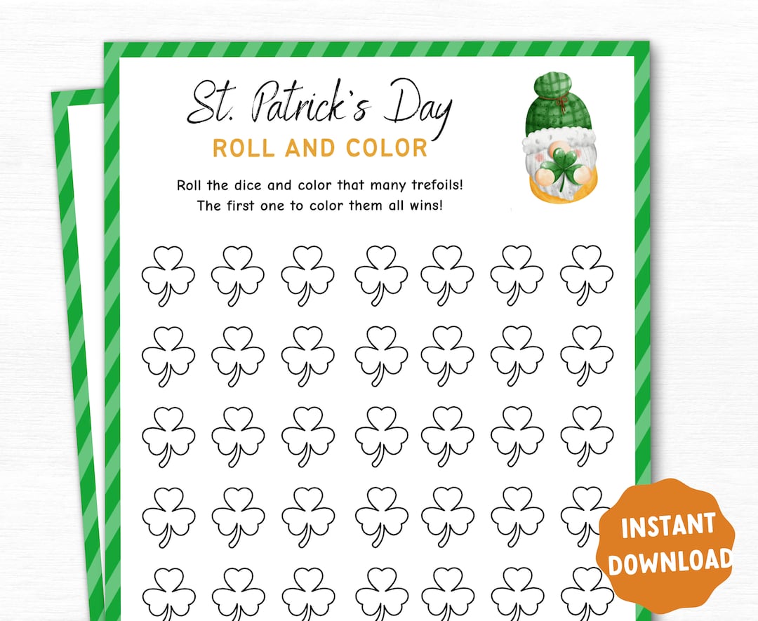 Roll and Color St. Patrick's Day Printable Game, Patrick's Day Page ...
