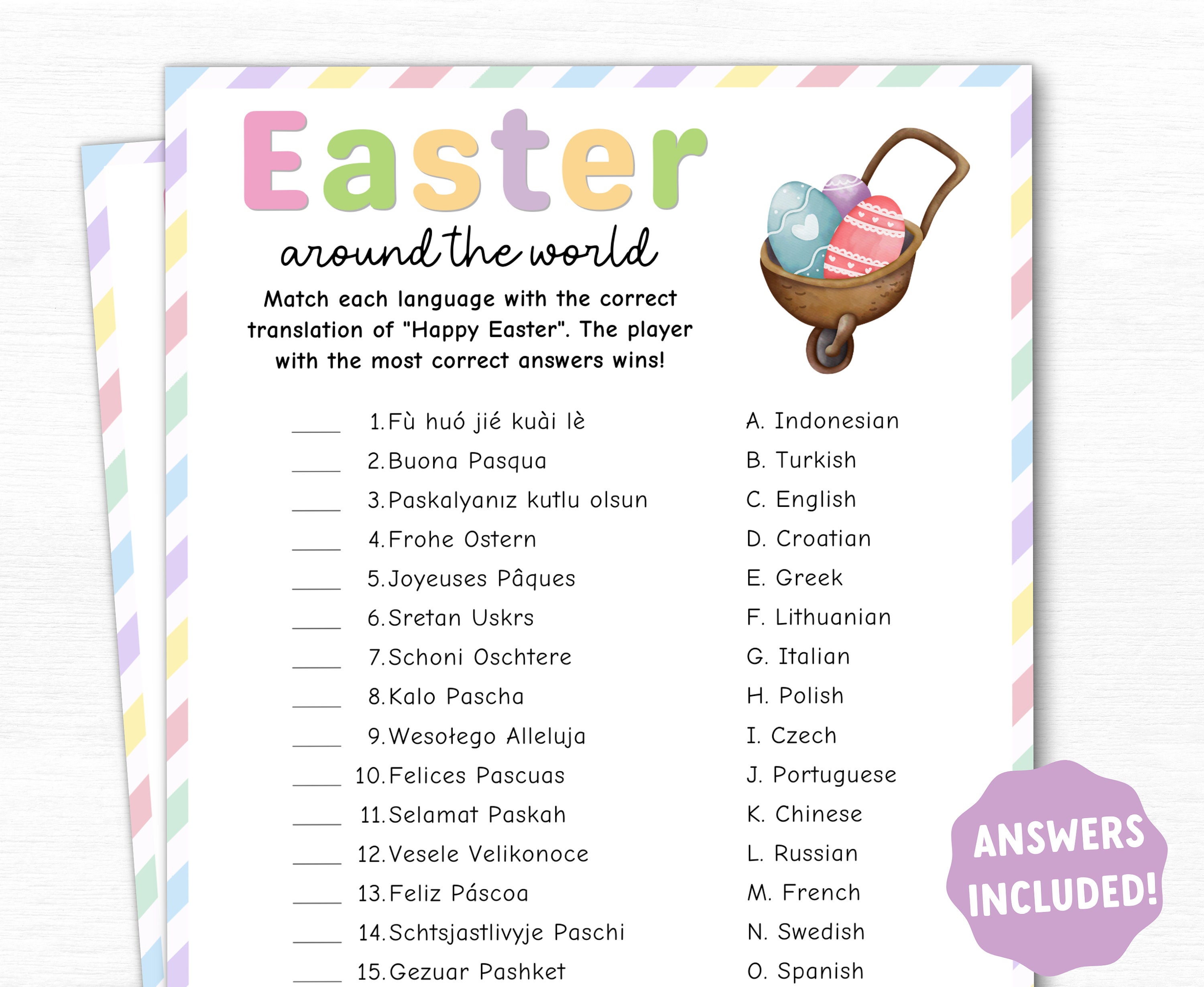 Easter Around the World Printable Game, Printable Easter Game for Kids ...