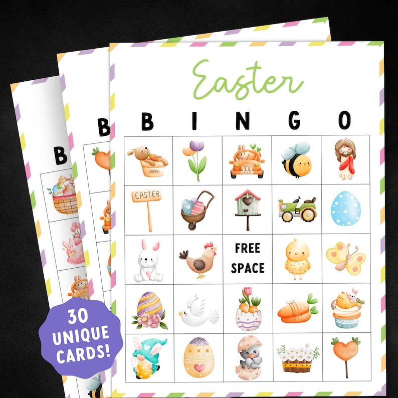 Easter Bingo Cards Printable, Spring Bingo, Easter Activity for Kids ...