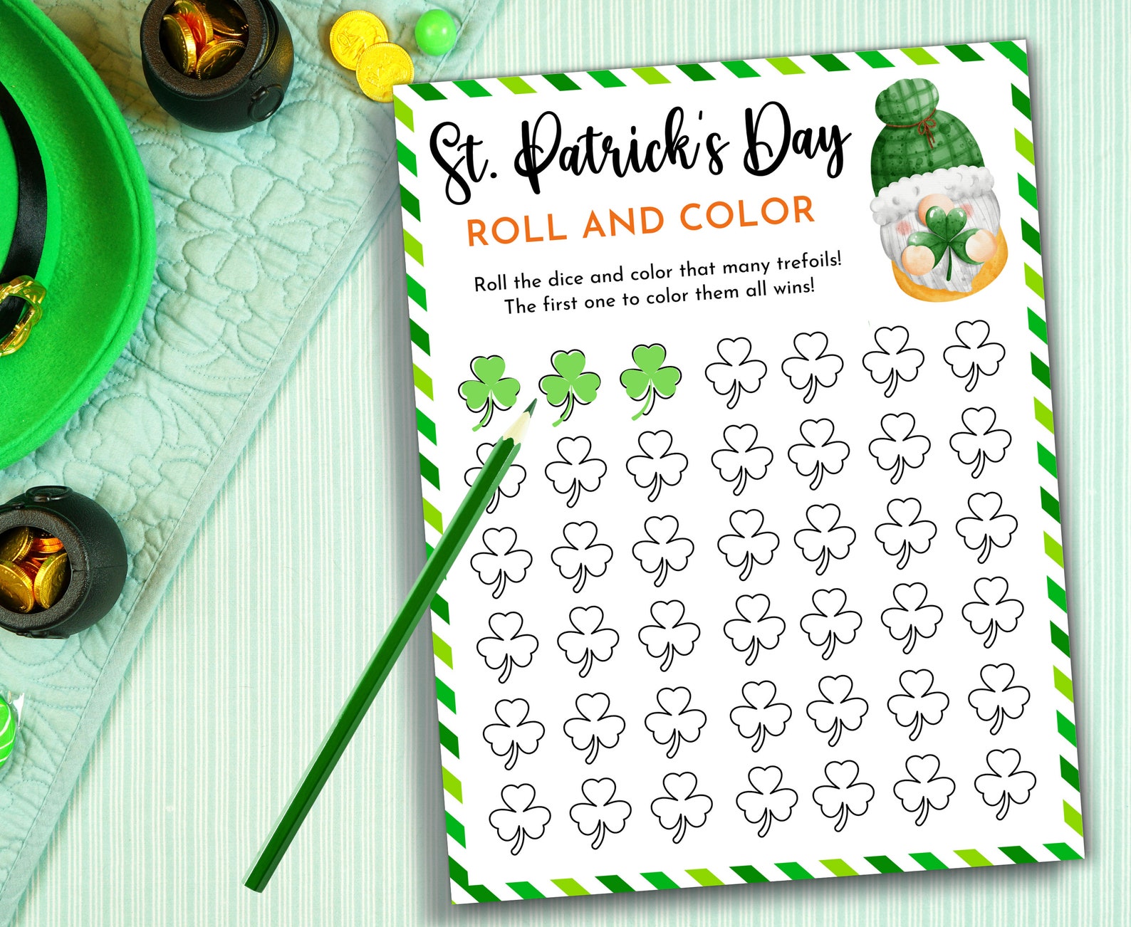 Roll and Color St. Patrick's Day Printable Game - Etsy
