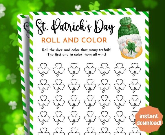 Roll and Color St. Patrick's Day Printable Game - Etsy
