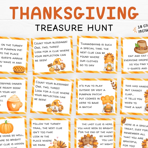 Thanksgiving Treasure Hunt Clues - Etsy
