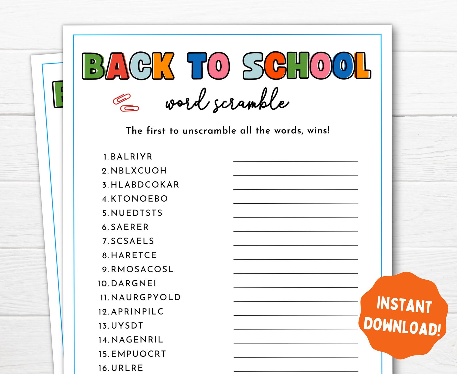 Back to School Word Scramble Printable Game Printable Back to - Etsy