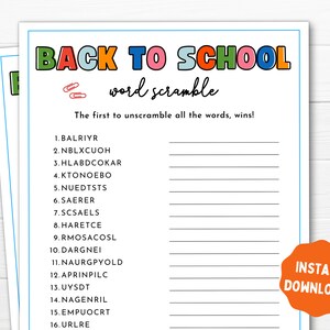 Back to School Word Scramble Printable Game Printable Back to - Etsy