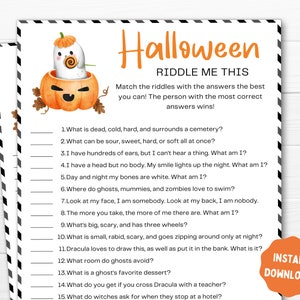 Halloween Riddle Me This Game Printable Halloween Party Game - Etsy