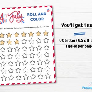 Roll and Color Fourth of July Printable Game 4th of July Game | Etsy