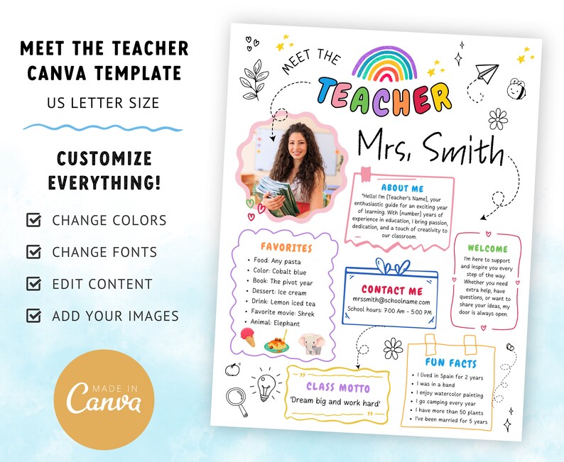 Meet the Teacher Template, Back to School Flyer, Teacher Template ...