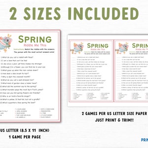 Spring Riddle Me This Game, Printable Spring Game for Adults ...