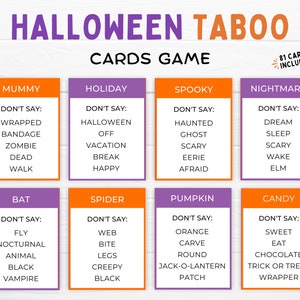 Halloween Taboo Game Family Party Game Printable Halloween - Etsy