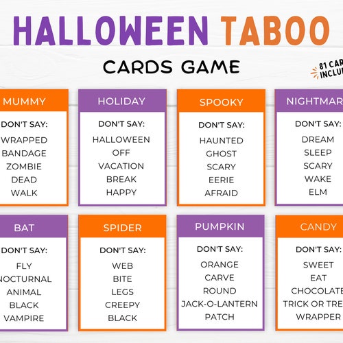 Thanksgiving Taboo Game Cards Party Game Printable - Etsy