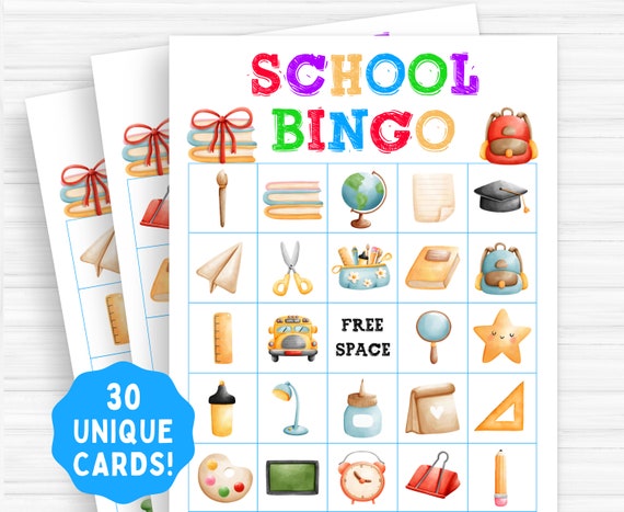 Back to School Bingo Cards Printable School Bingo Printable - Etsy