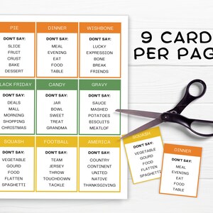 Thanksgiving Taboo Game Cards Party Game Printable - Etsy