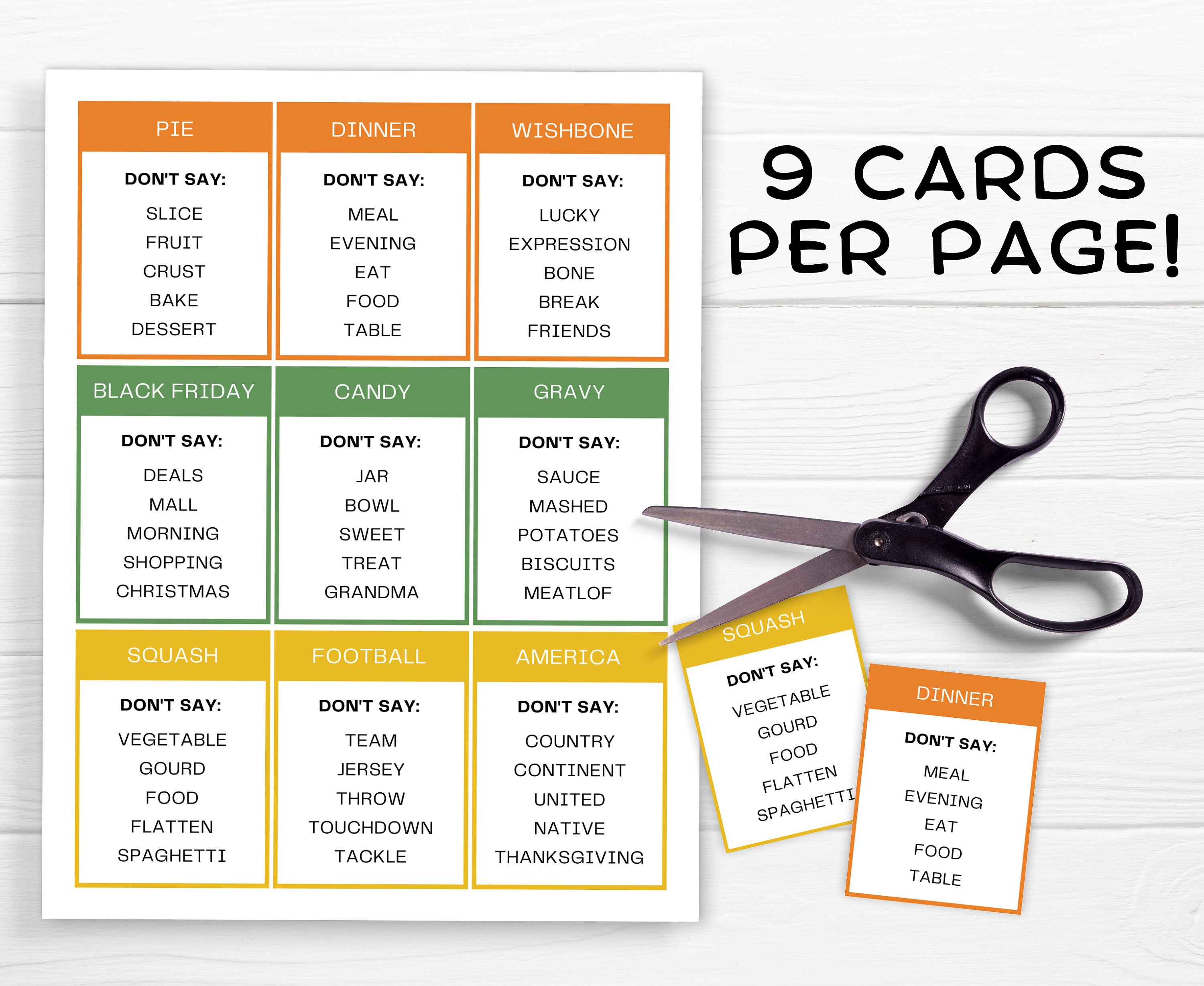 Thanksgiving Taboo Game Cards Party Game Printable - Etsy