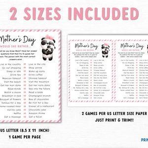 Mother's Day Would She Rather Game, Printable Mother's Day Game ...